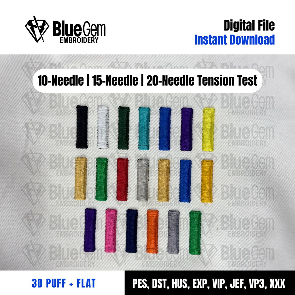 Tension Test |3D Puff + Flat | 10-Needle, 15-Needle and 20-Needle Embr ...