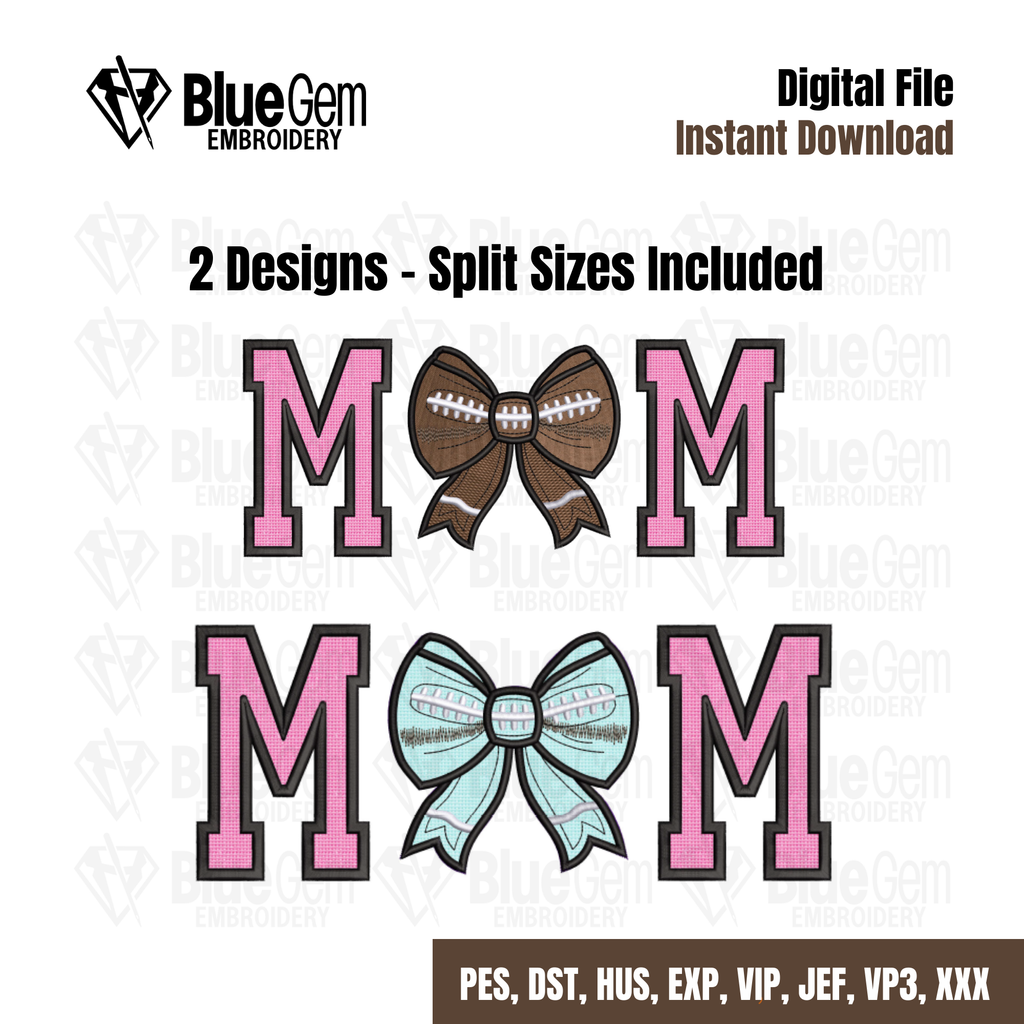 Football Mom Applique Embroidery Design Bundle – Blue Gem Embroidery