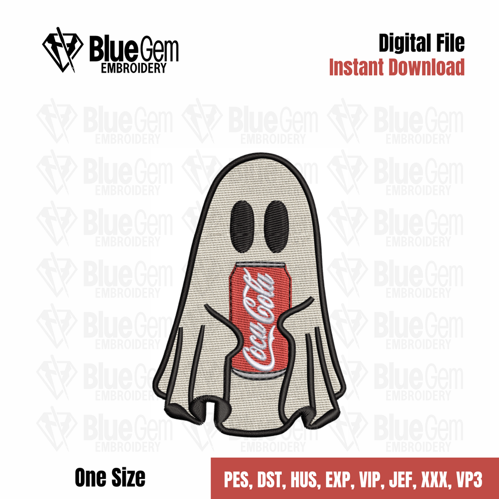 Coco Cola Ghost Embroidery Design – Blue Gem Embroidery