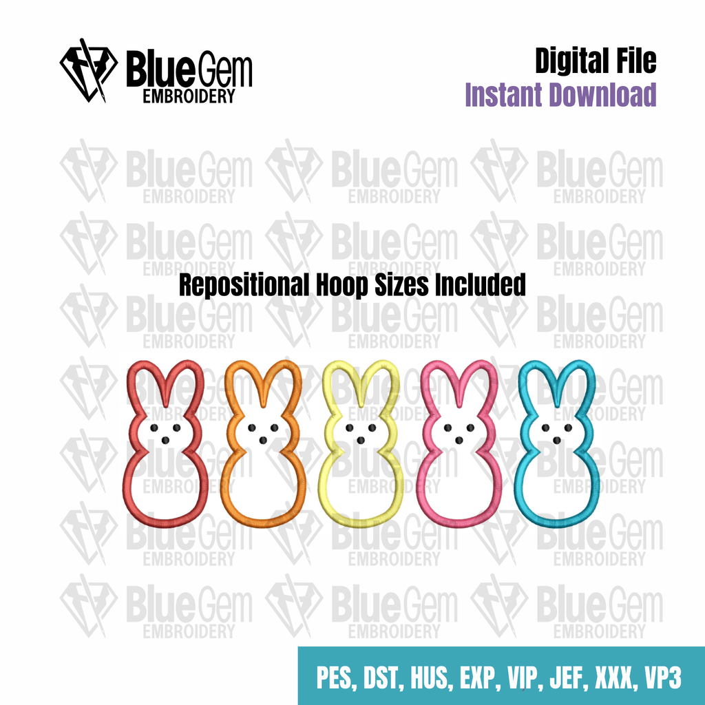 Peeps Applique Embroidery Design – Blue Gem Embroidery