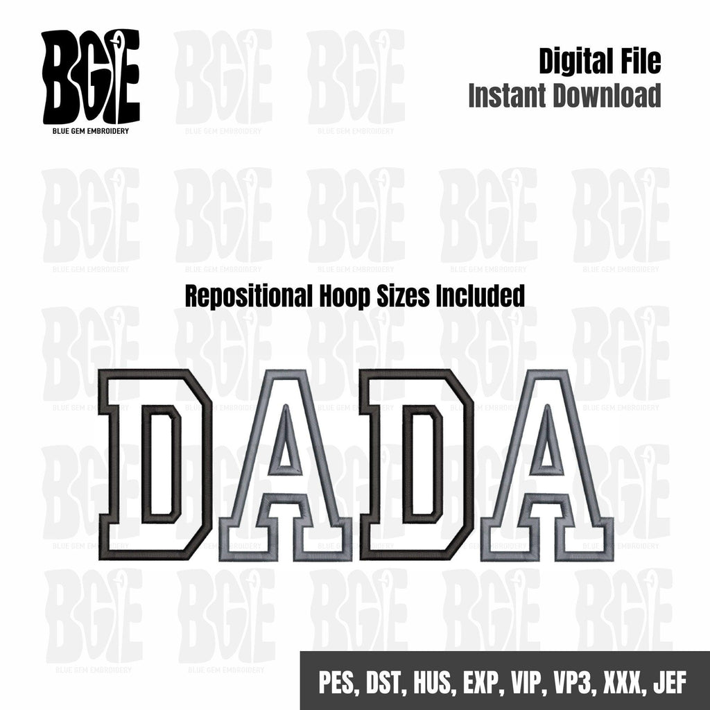 Dada Applique Embroidery Design – Blue Gem Embroidery